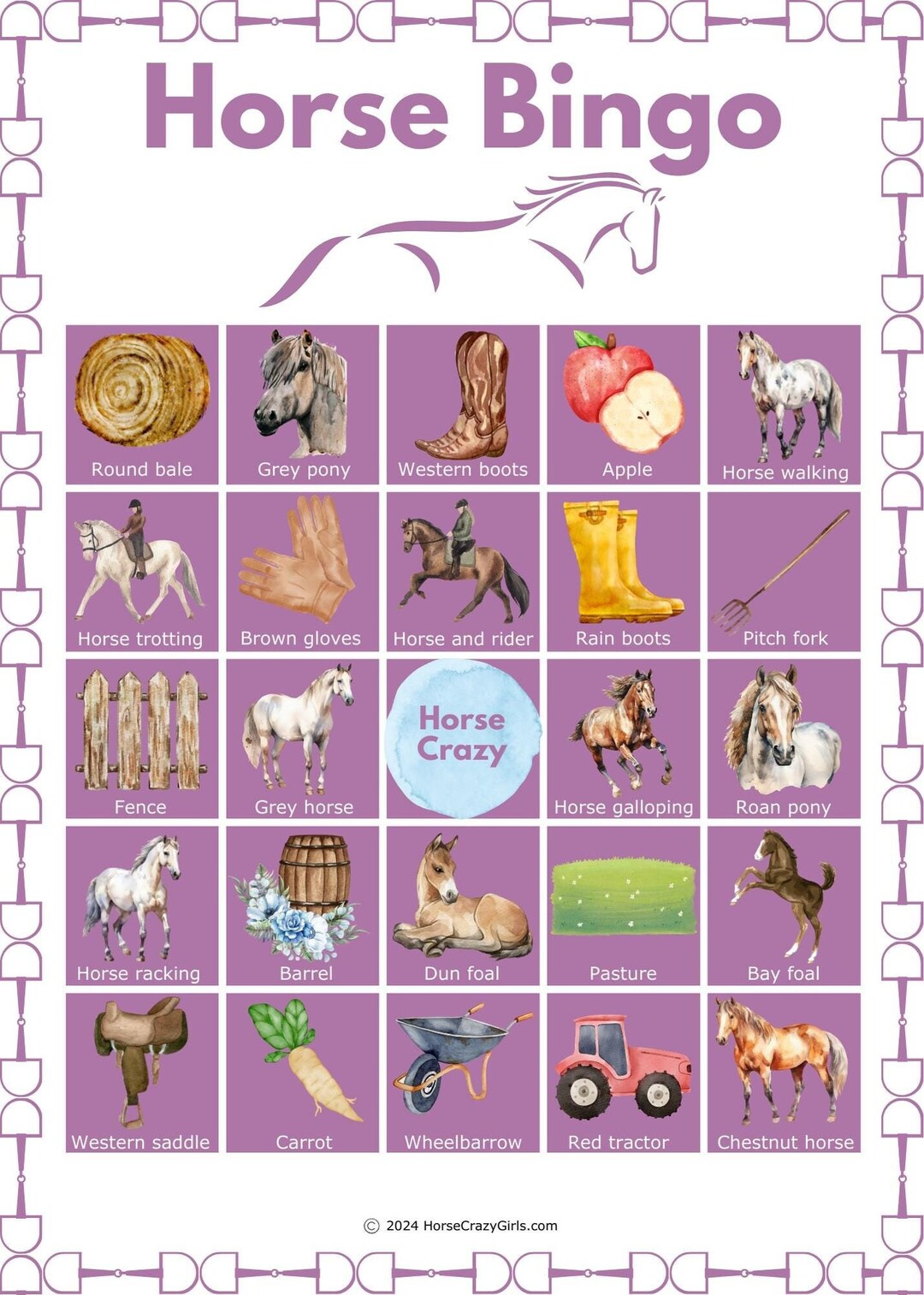 Horse Bingo Cards - Etsy