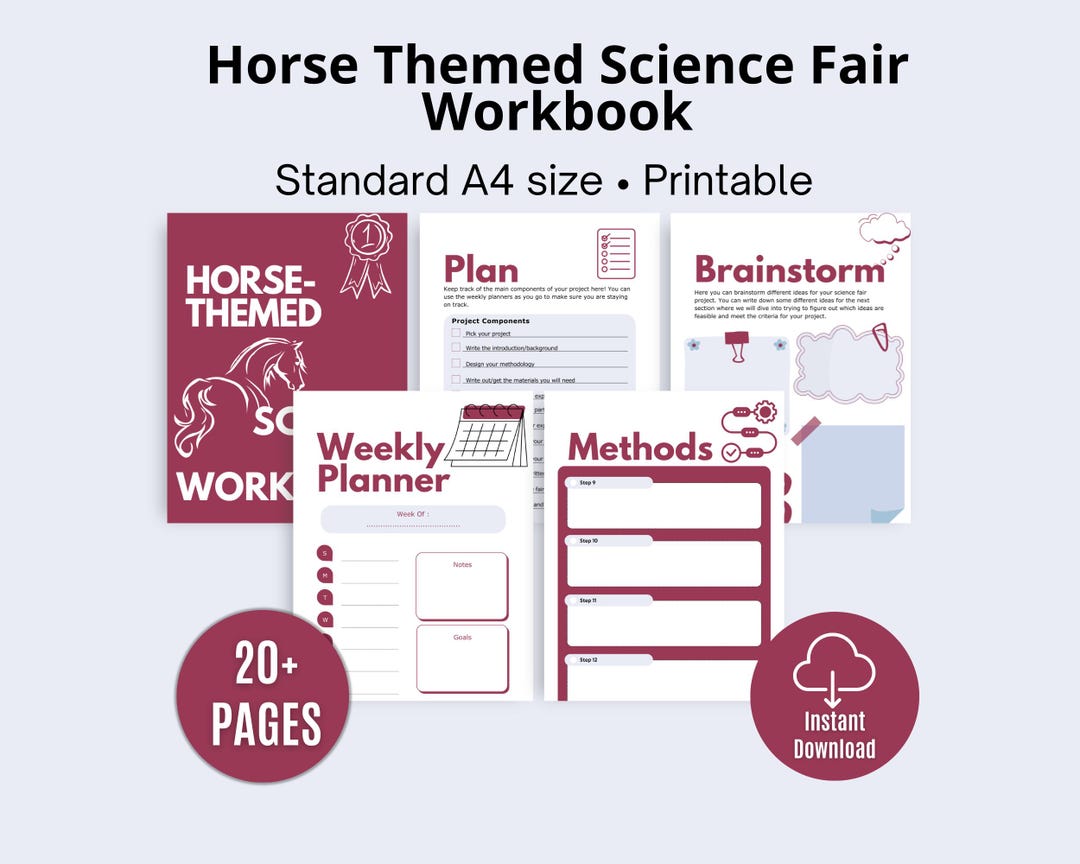 Horse-themed Science Fair Workbook - Etsy