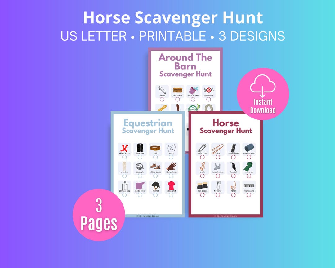 Horse Scavenger Hunt, Horse Camp Game, Horse Activity Page, Horse ...