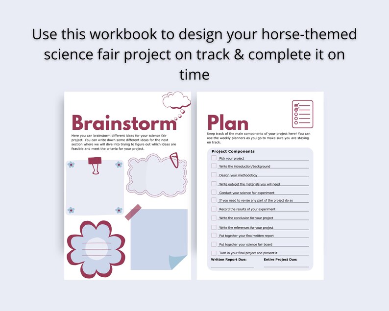Horse-themed Science Fair Workbook - Etsy
