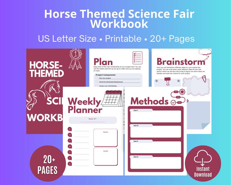 Horse-themed Science Fair Workbook - Etsy