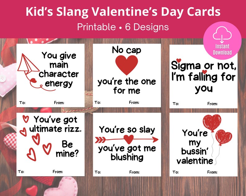 Slang Kids Valentine's Day Cards, Funny Valentine Card, Funny Printable ...