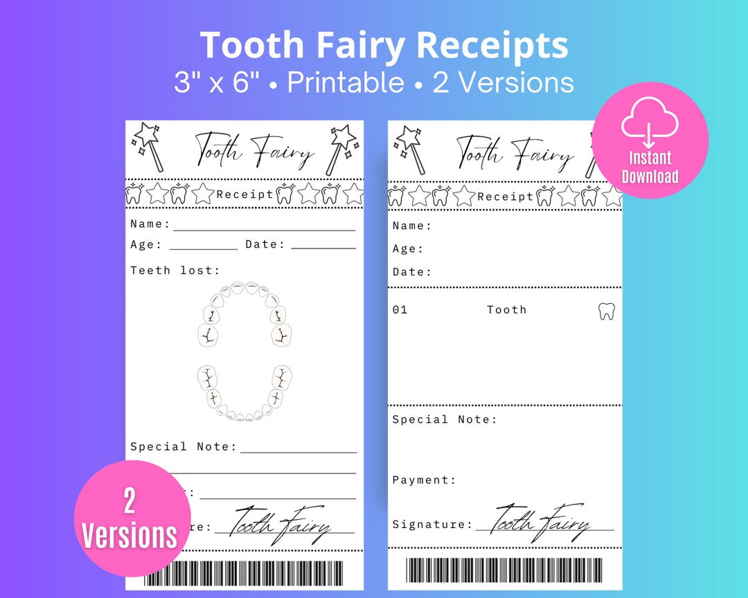 Printable Tooth Fairy Receipt, Kids Tooth Fairy Letter, Lost Tooth ...