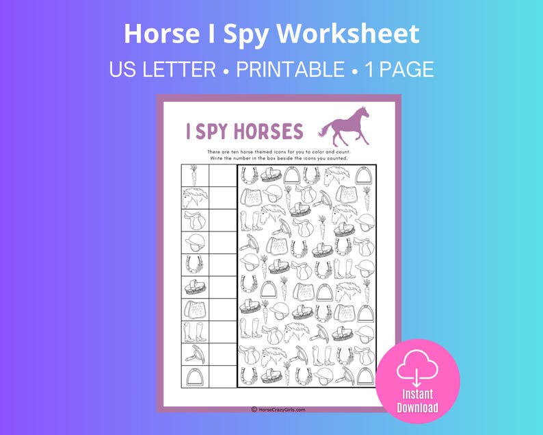 Horse I Spy Game, I Spy Printable Activities, Horse Worksheets - Etsy