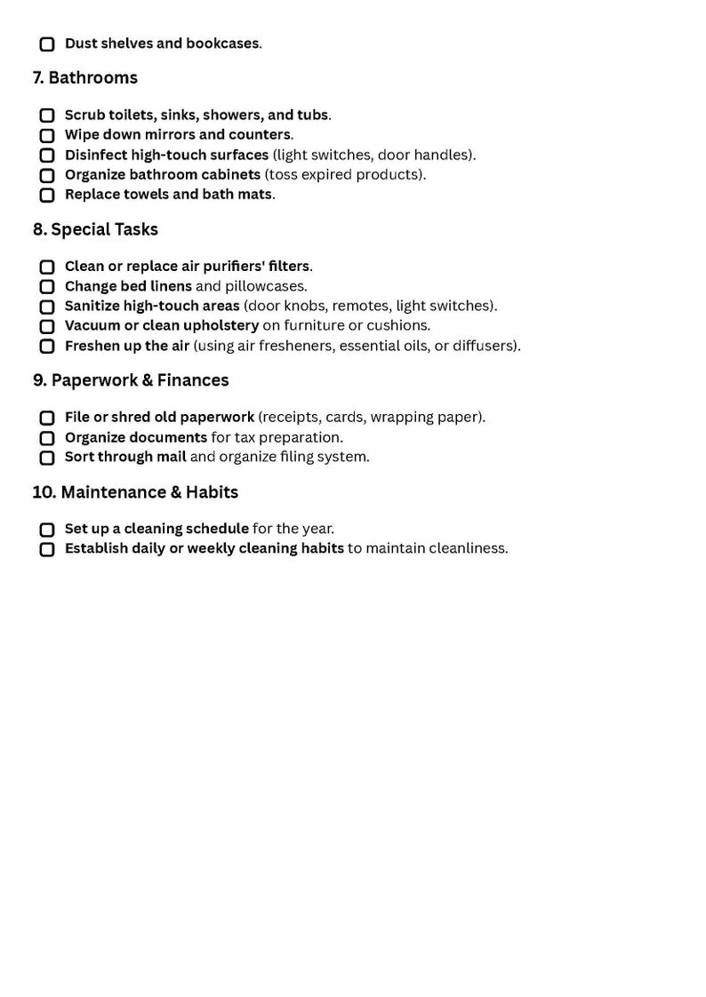 Spring Cleaning Checklist for After the Holidays - Etsy