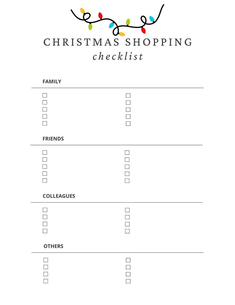 Christmas Shopping Checklist - Etsy