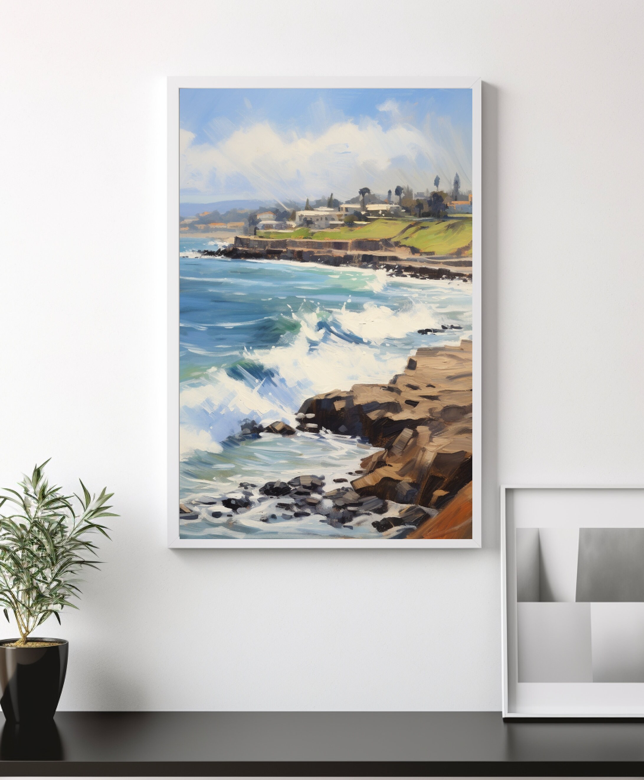 Plein Air Style Digital Downloadable Printable Art - High Waves in ...