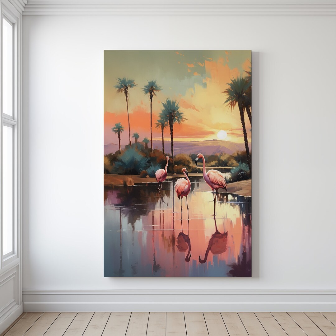 Plein Air Style Digital Downloadable Printable Art - Three Flamingos - Etsy