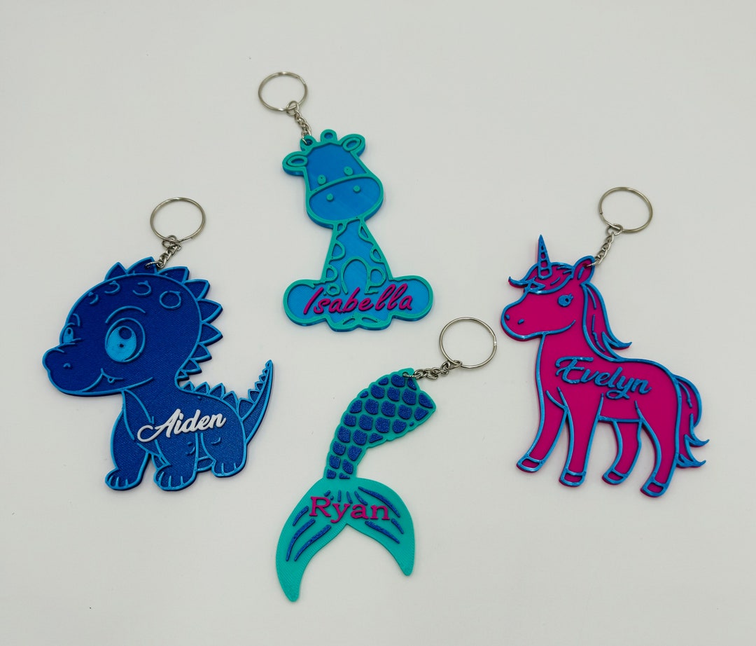 Custom Name Keychains - Personalized 3D Printed Keyring for School Bags ...