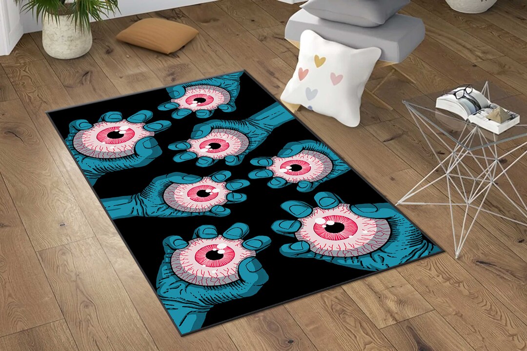 Seven Eyeball Rug, Occult Scary, Strange Weird Rug, Red Eye, Area Rug ...