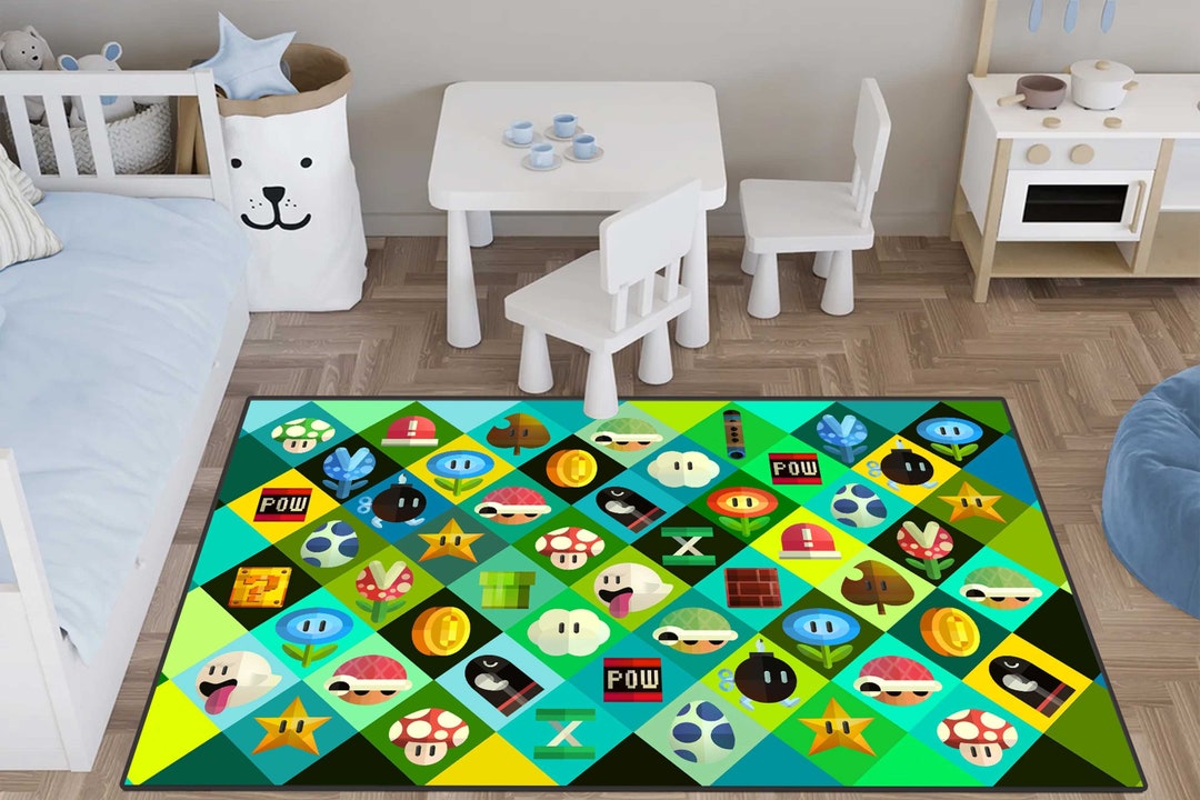 Mario Game Rug, Mario Kart Decor, Kids Room Decor, Kids Room Rug ...