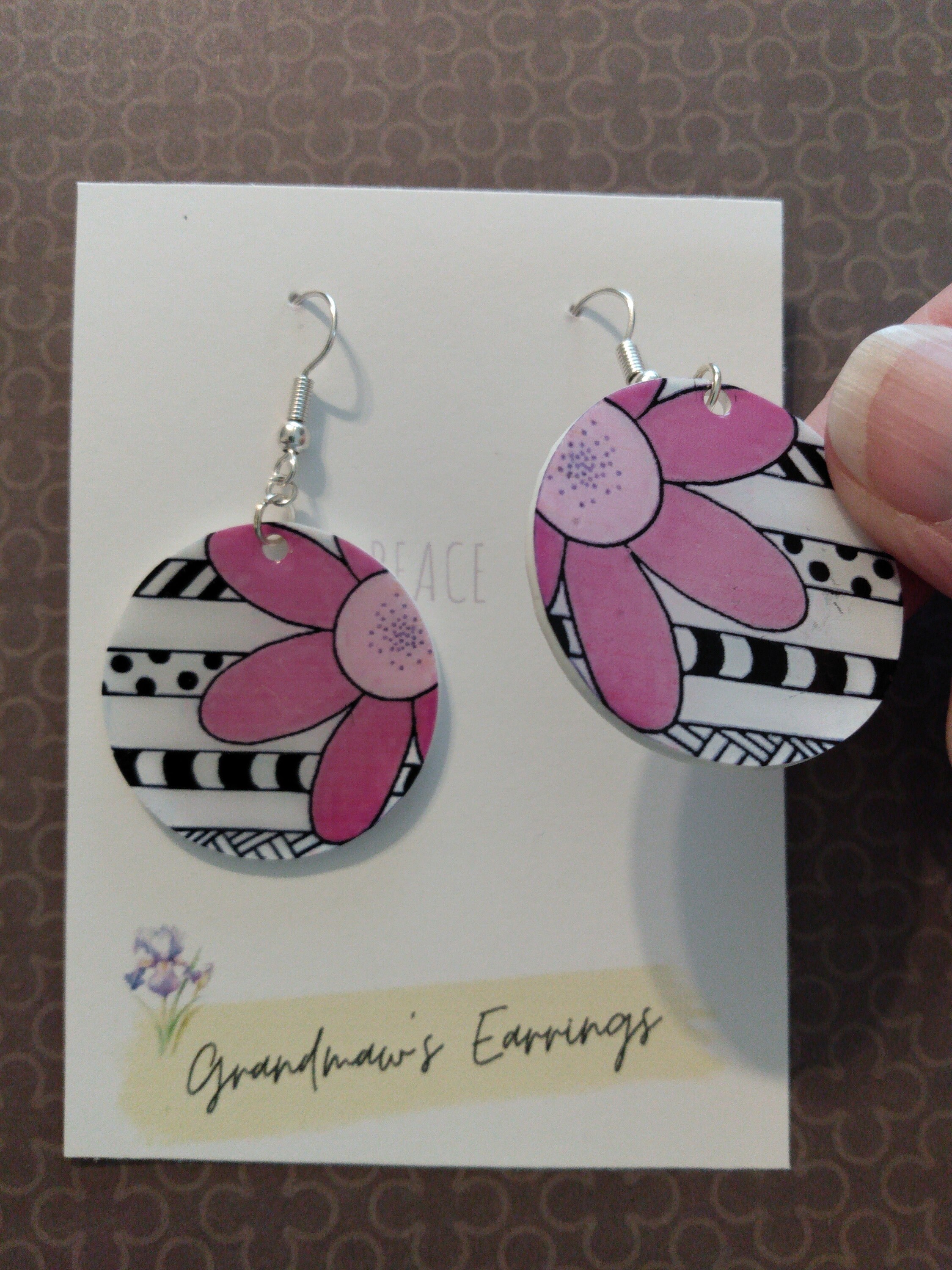 Zen Tangle Earrings Large Circle Flower Jewelry Mothers Day Gift ...