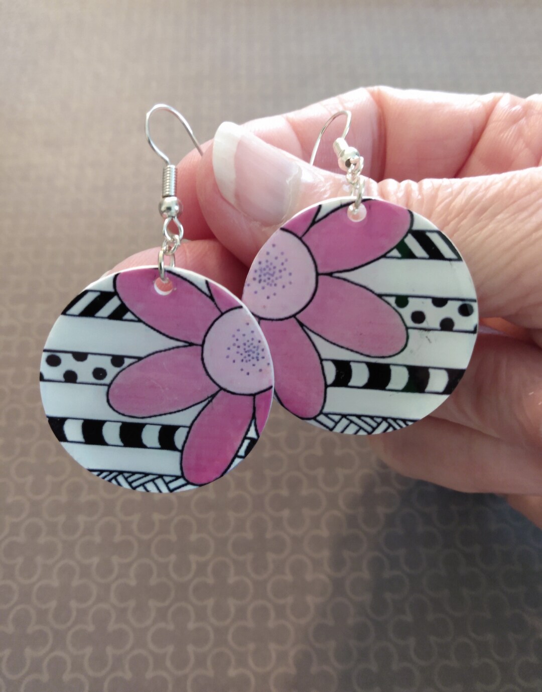 Zen Tangle Earrings Large Circle Flower Jewelry Mothers Day Gift ...