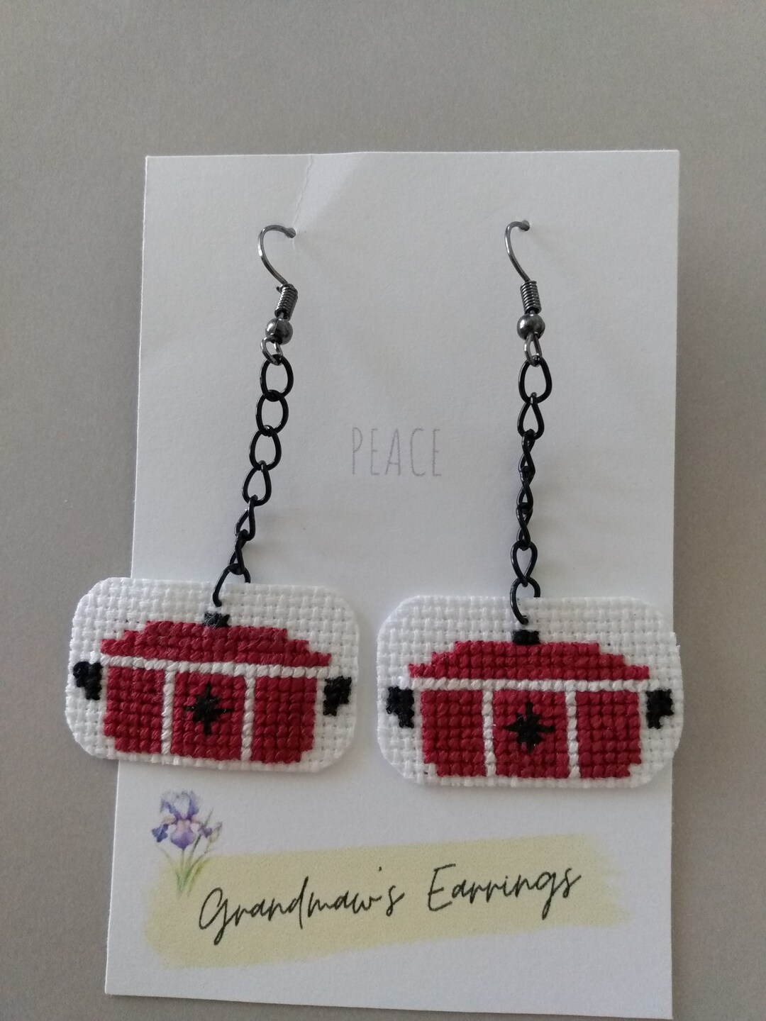 Vintage Stock Pot Earrings Handmade Cross Stitch Earrings Unique ...