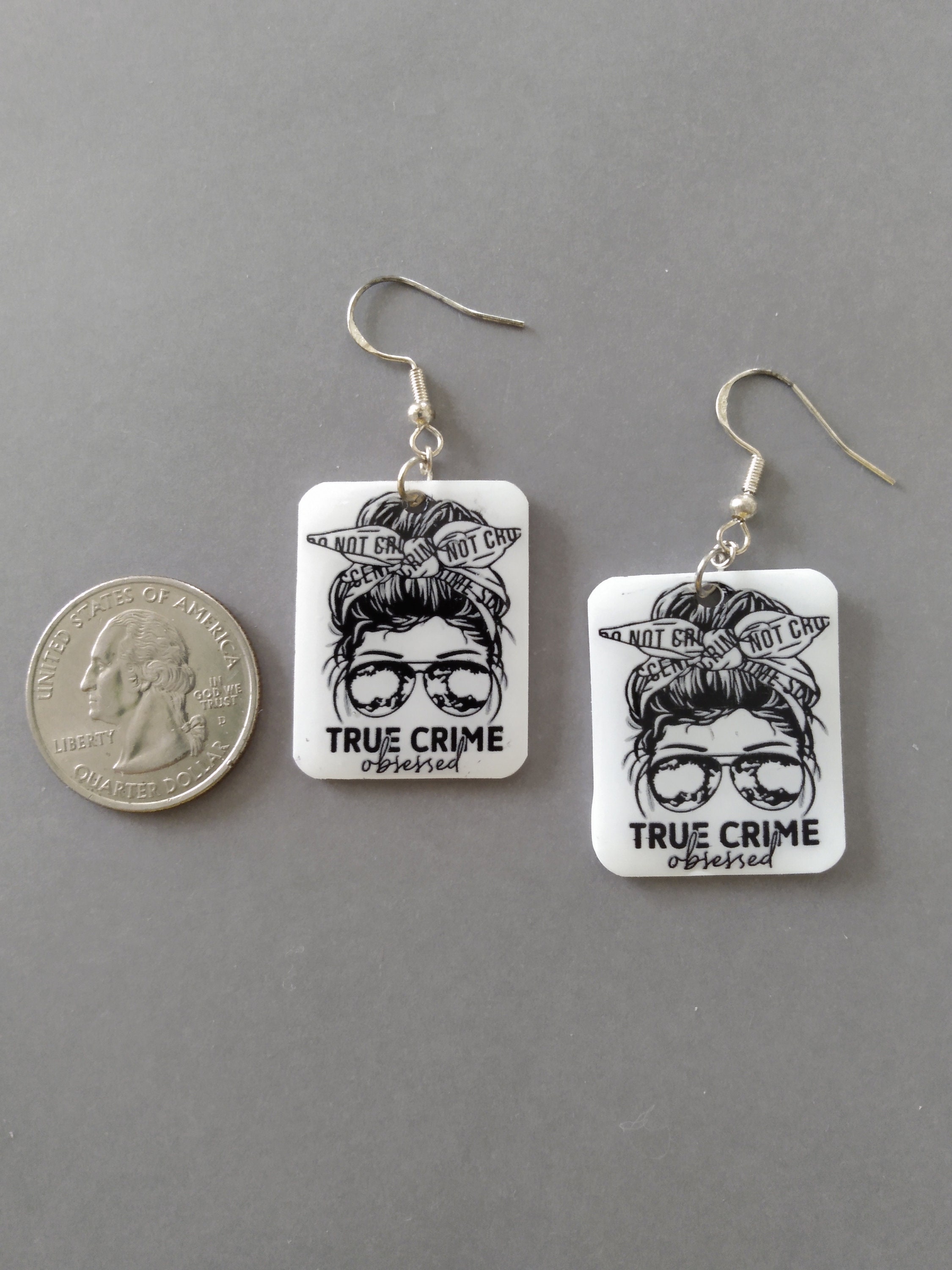 True Crime Earrings Messy Bun Earrings Gift for TV Crime Fan True Crime ...