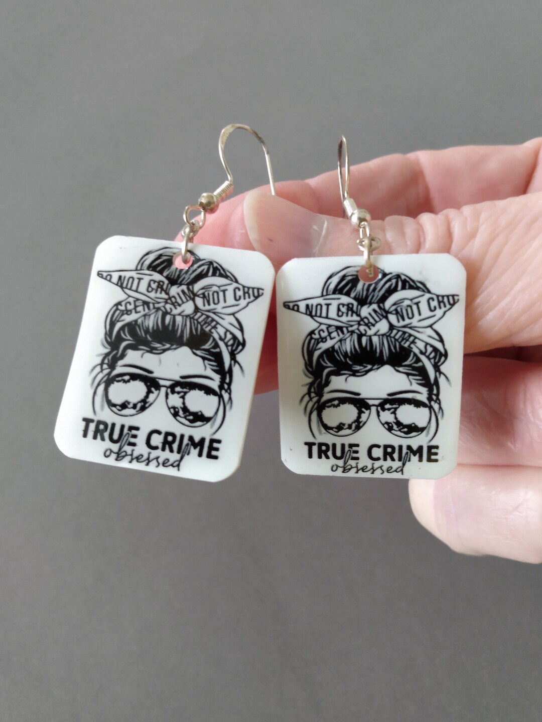 True Crime Earrings Messy Bun Earrings Gift for TV Crime Fan True Crime ...