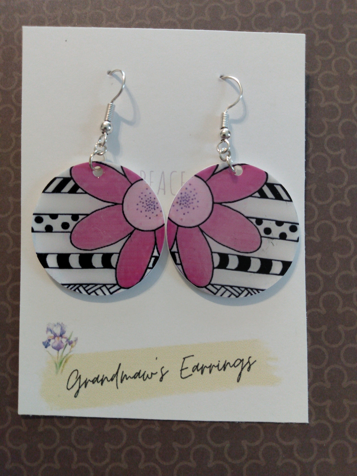 Zen Tangle Earrings Large Circle Flower Jewelry Mothers Day Gift ...