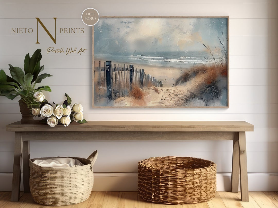 Coastal Paradise Printable Wall Art Beach Walk Scenery, Ocean Landscape ...
