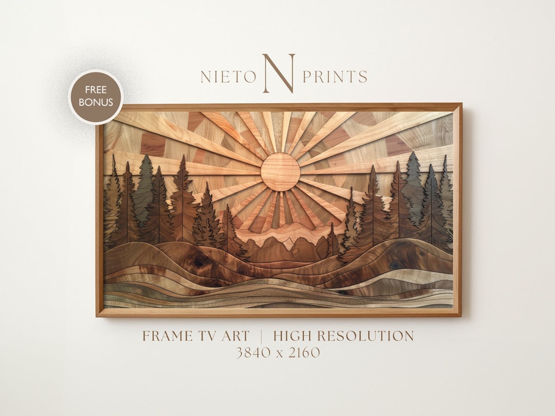 Rustic Mountain Art for Samsung Frame TV, 3D Effect, Digital Download ...