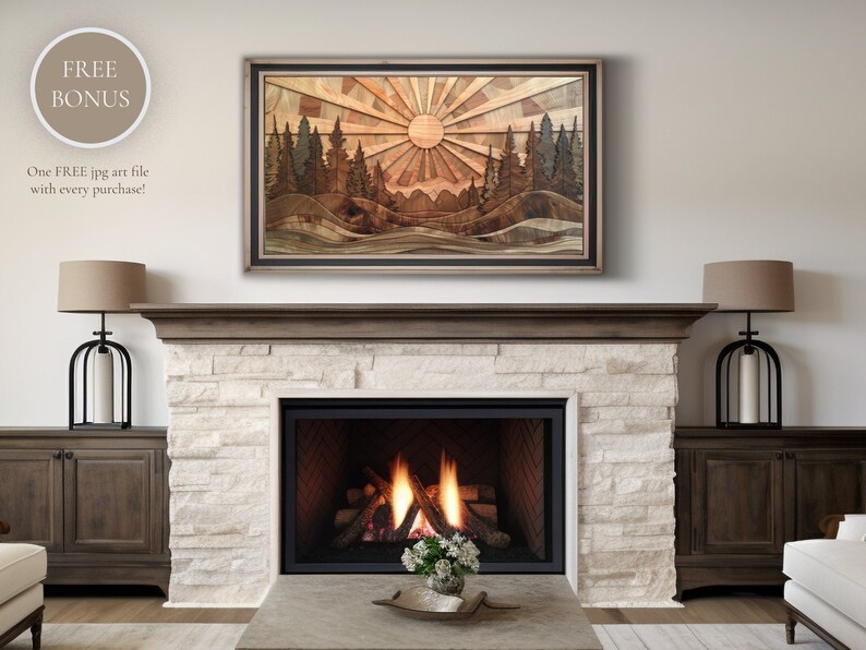 Rustic Mountain Art for Samsung Frame TV, 3D Effect, Digital Download ...