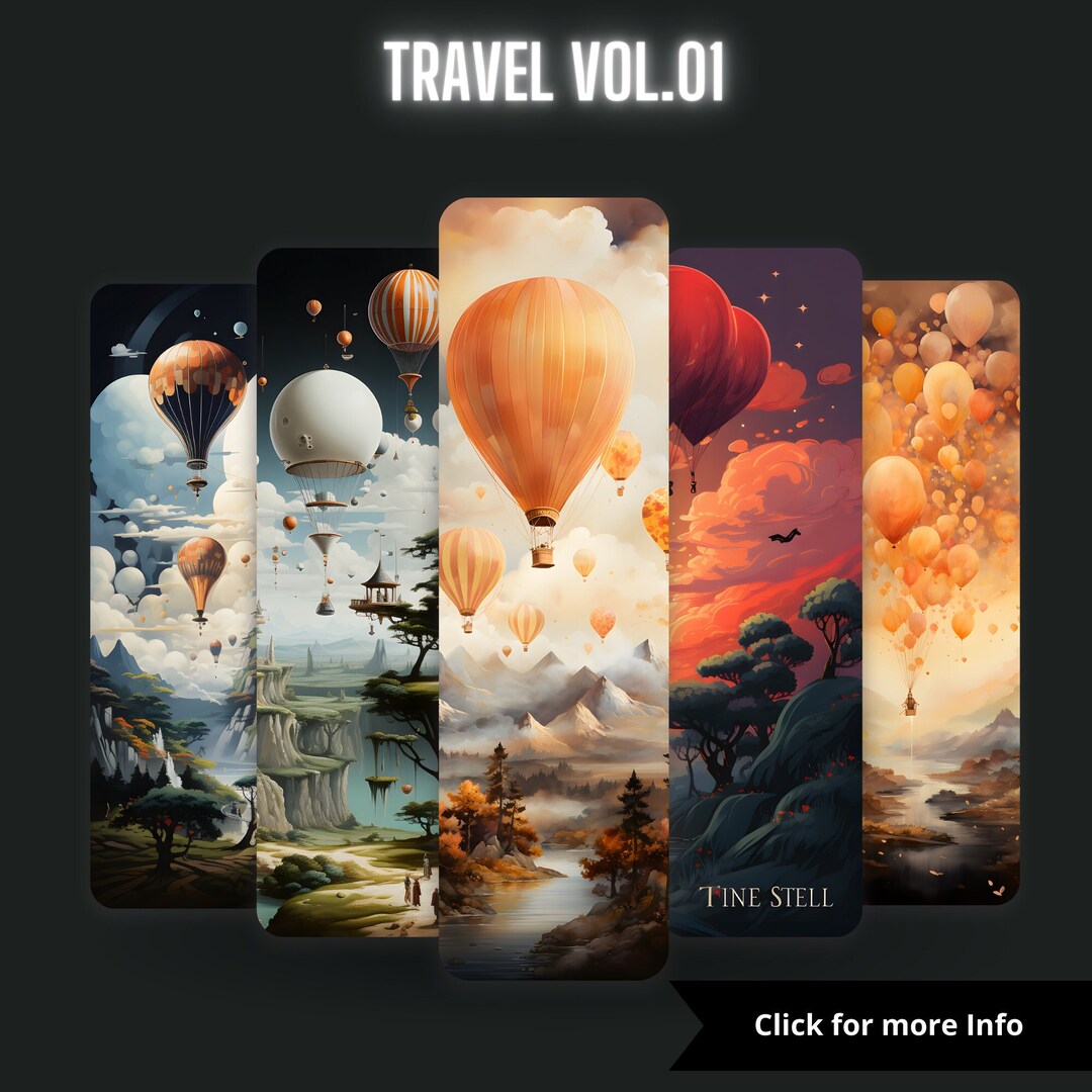 Travel Printable Bookmark Set | 5 Ultra-quality PDF Digital Bookmark ...