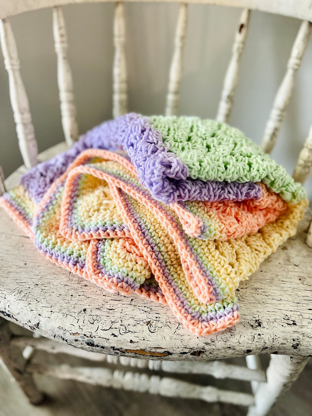 READY TO SHIP!!! Handmade Crochet Color Block Baby Crib Quilt - Etsy