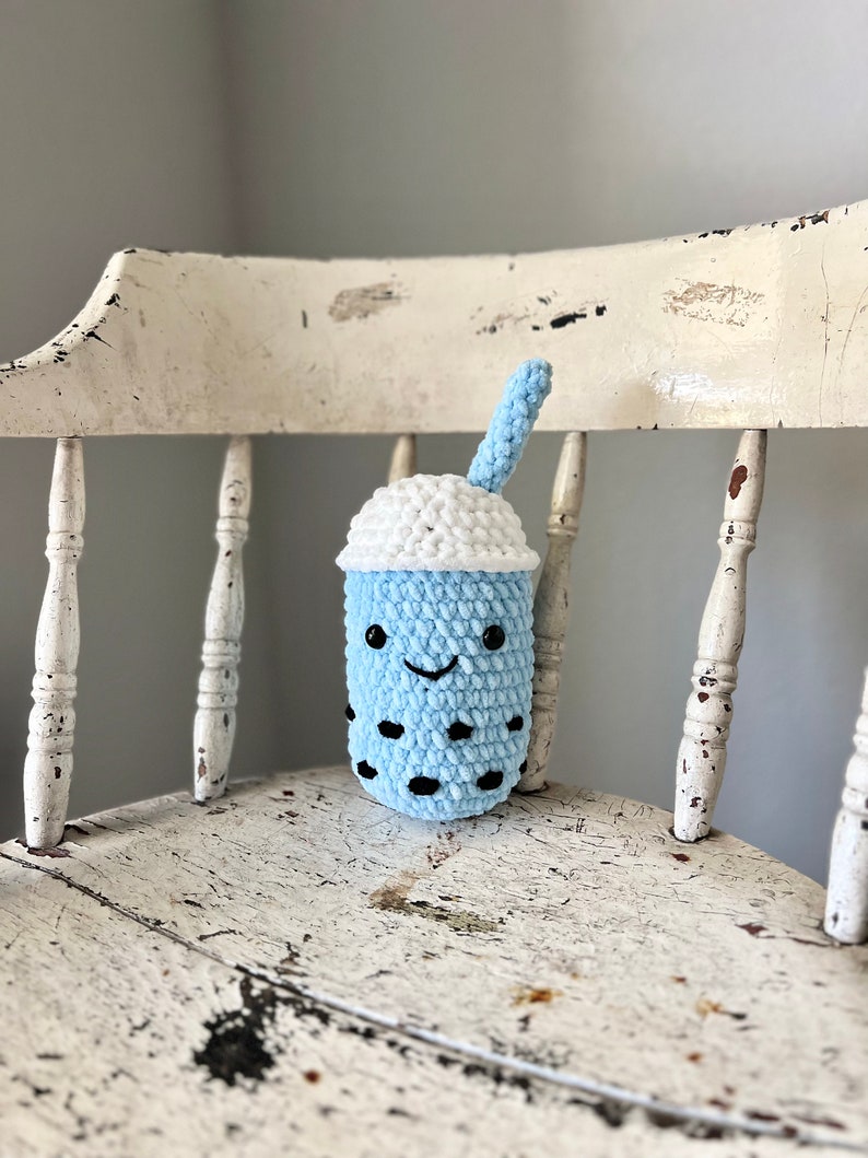 Crochet Boba Tea | Amigurumi Blue Boba | Bubble Tea Plushie | 11 Inch ...