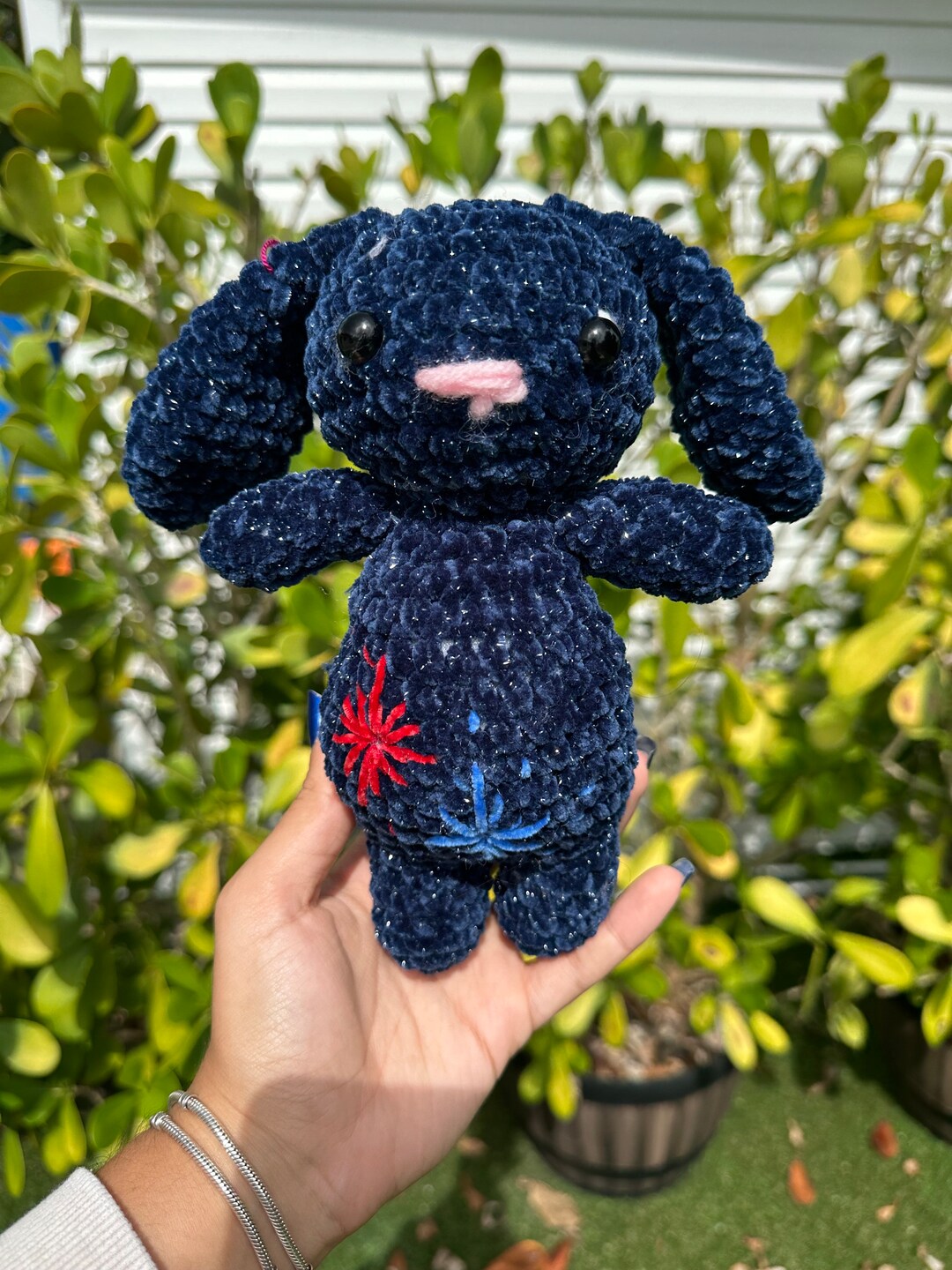 Firework Bunny Crochet, Handmade, Crochet, Shiny Blue, Sparkle - Etsy