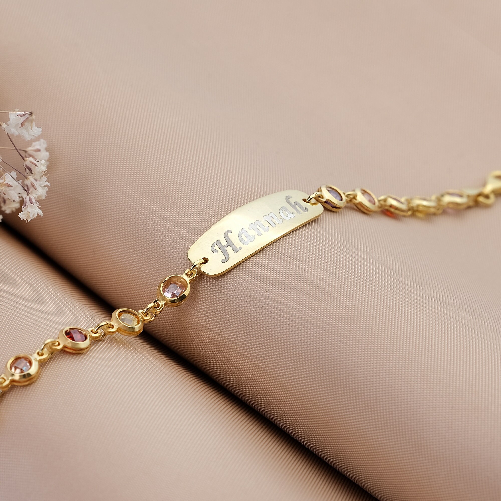 Baby 18k Gold Plated Baby Bracelet Personalized, Silver Baby Bracelet ...