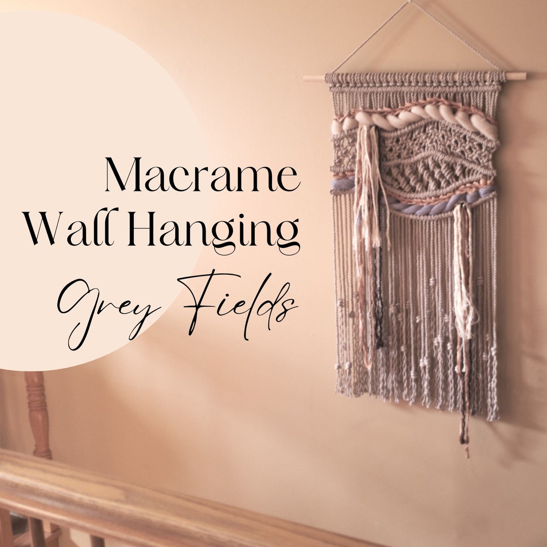 Grey Fields Handcrafted Macrame Wall Hanging, Textured Home Decor ...