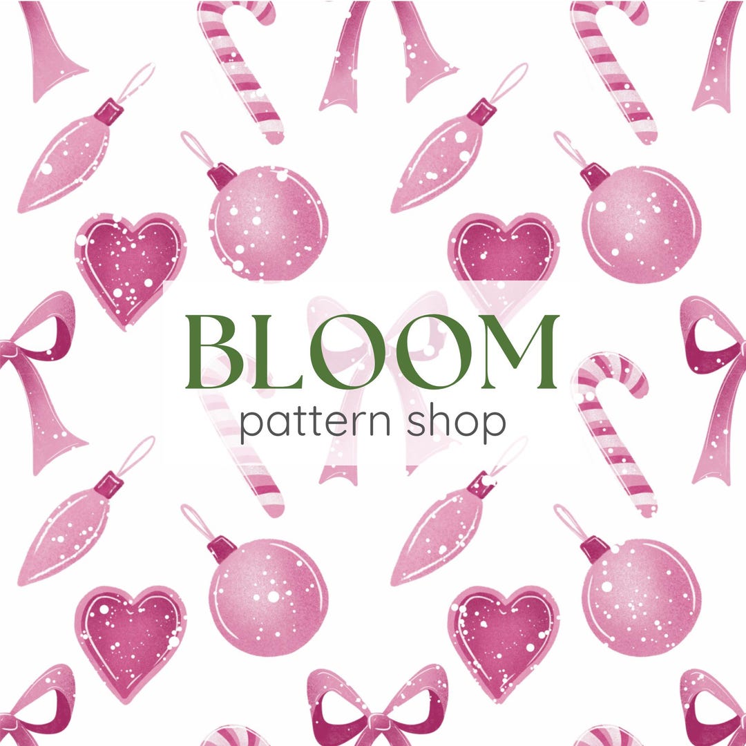 Pink Christmas Bow Candycane Gingerbread Ornament Seamless Pattern ...