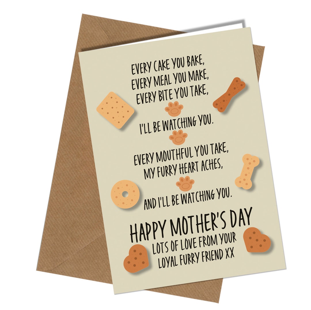 Fur Baby / Furry Friend / Watching You / Dog / Puppy Mother's Day Card ...