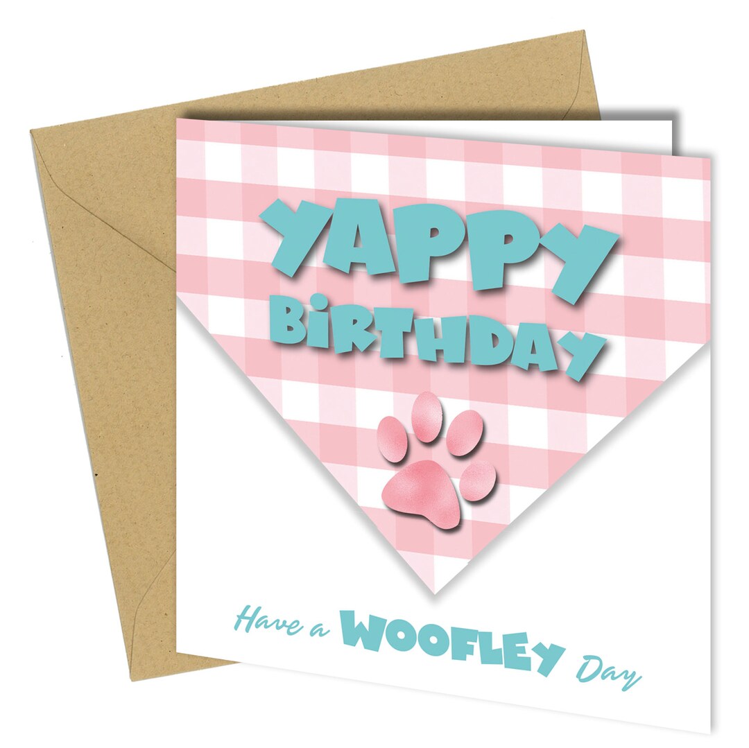 Yappy Birthday / Woofly Day / Happy Birthday Card for the Dog / Furbaby ...