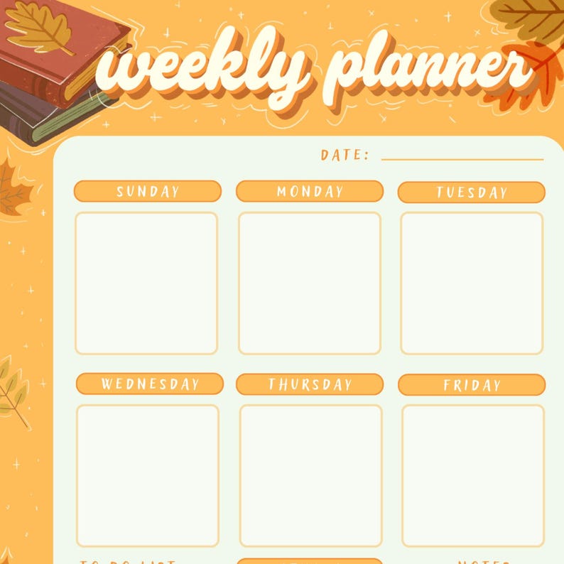 Cozy Autumn Weekly Planner: Printable PDF Template (monday & Sunday ...