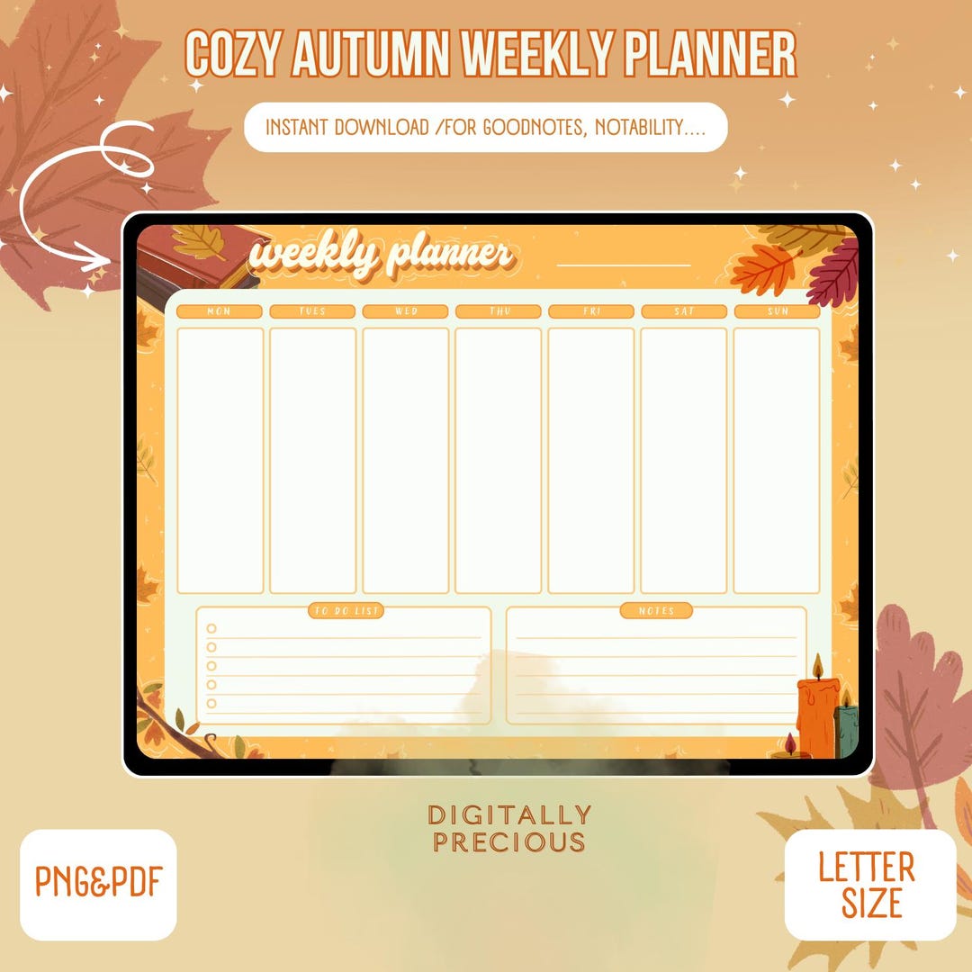 Fall Digital Weekly Planner | Autumn Printable PDF With To-do List ...