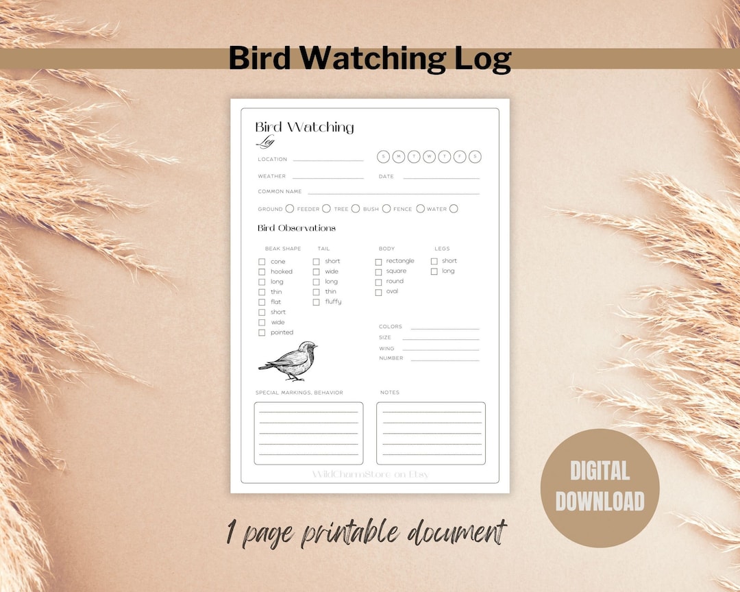 Bird Watching Log, Backyard Birding, Homeschool Bird Logbook, Bird ...