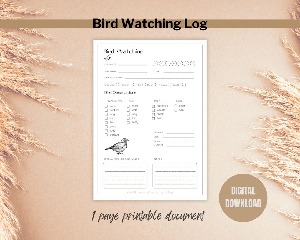 Bird Watching Log, Backyard Birding, Homeschool Bird Logbook, Bird ...
