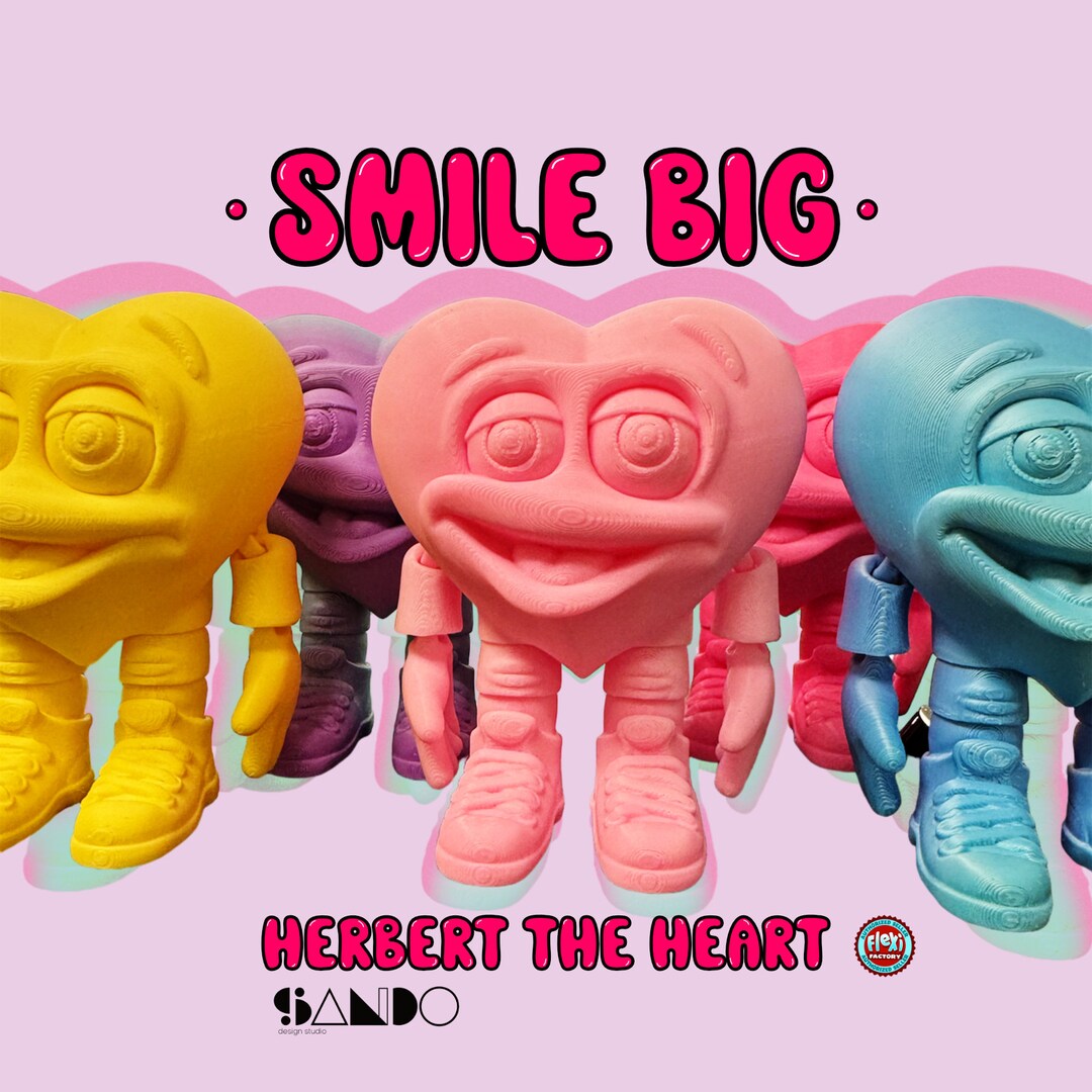 Herbert the Valentine Hart - 3D Printed Authorized Flexi Factory PLA ...