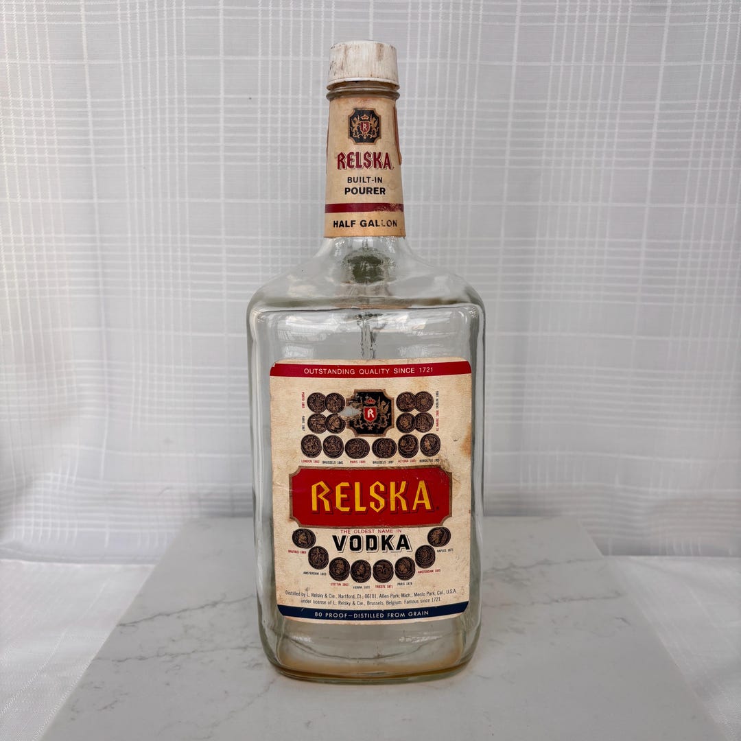 Vintage Half-gallon Relska Vodka Glass Bottle - Etsy