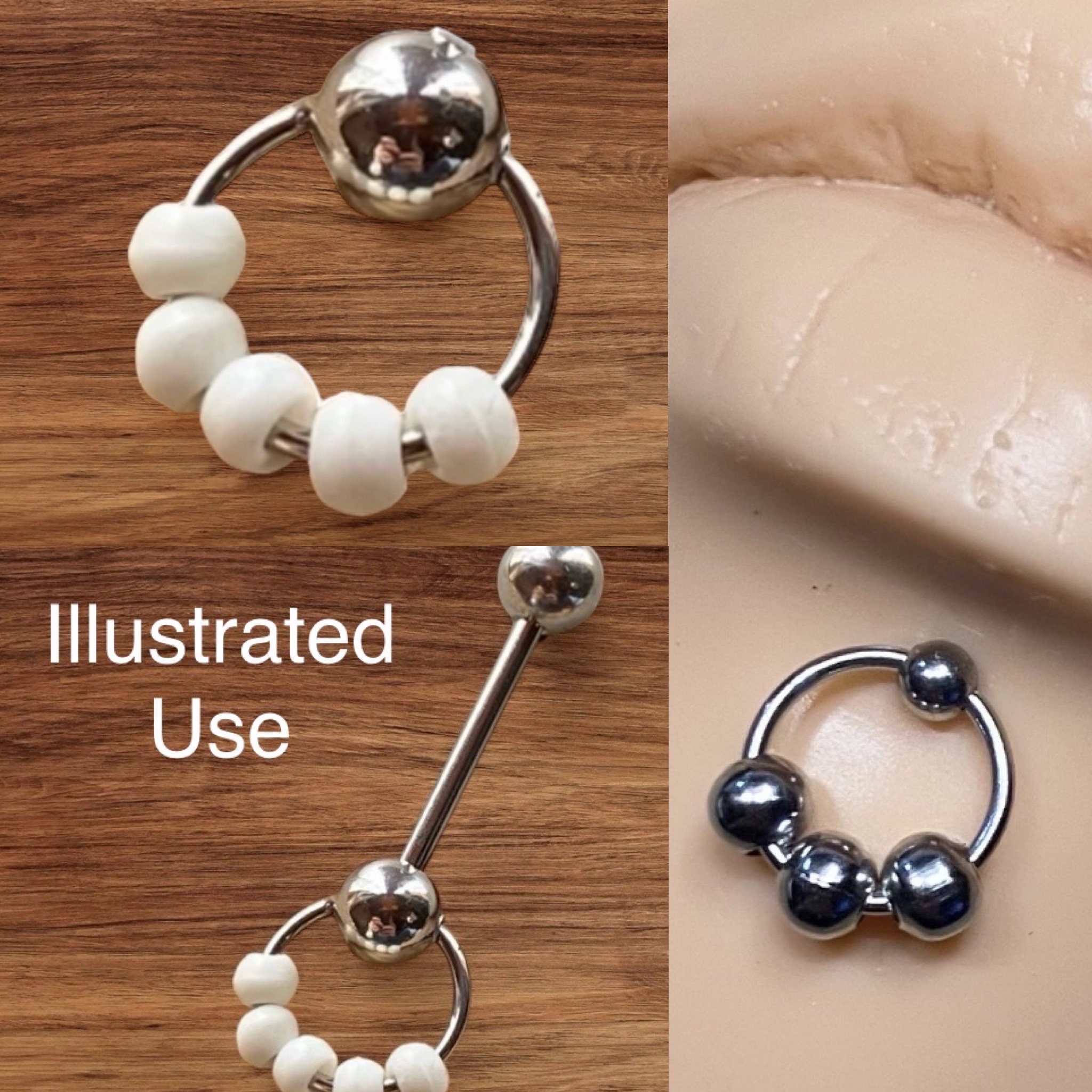Slave Ring 5mm Ball End Bone Bead Captive Ring 14g 12g 10g 8g External Thread Bar Barbell Labret ...