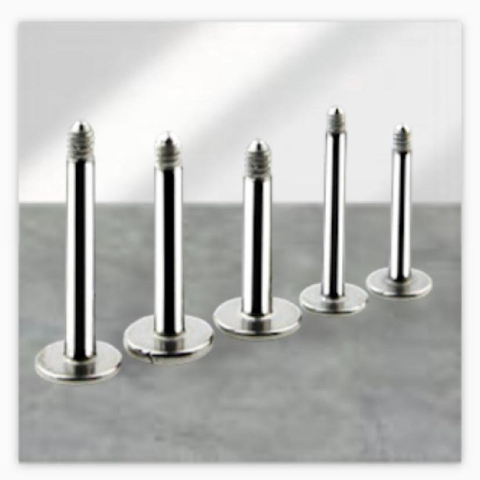 16G or 14g Externally Threaded Labret Flat Back Barbell - 316L Surgical ...