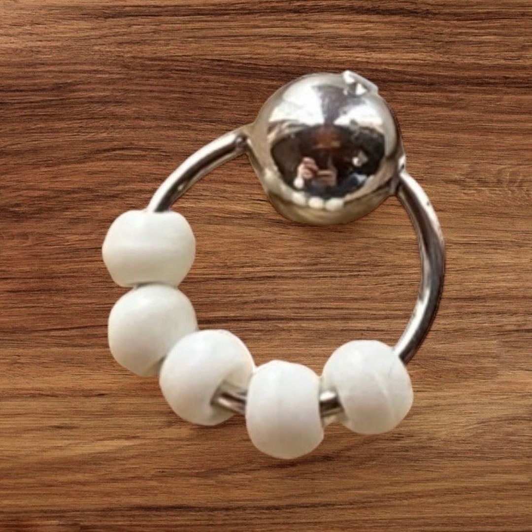 Slave Ring 5mm Ball End Bone Bead Captive Ring 14g 12g 10g 8g External Thread Bar Barbell Labret ...