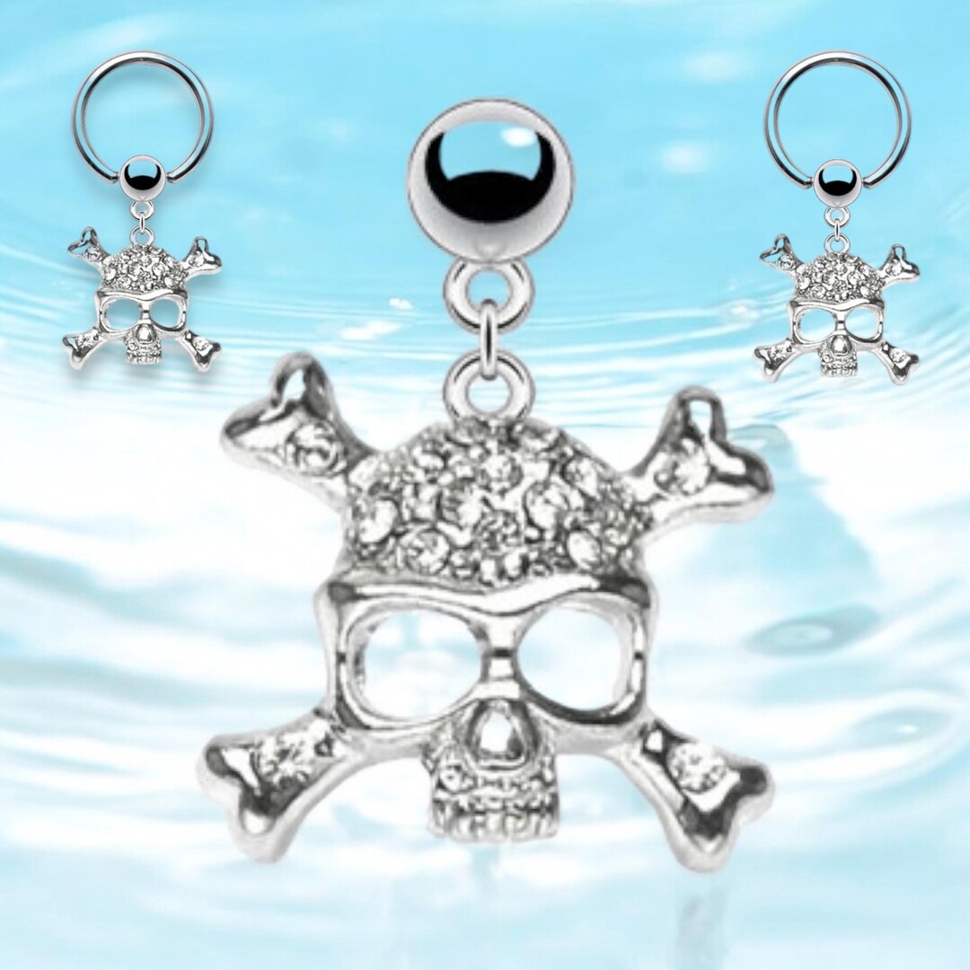 Set of Double Dimple Captive Pressure Bead W/ Skull for Any Gauge - Etsy