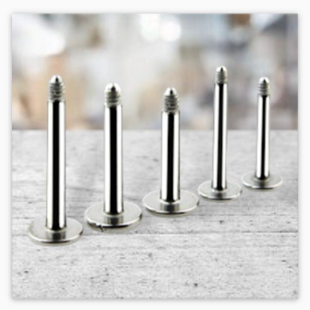 16G or 14g Externally Threaded Labret Flat Back Barbell - 316L Surgical ...