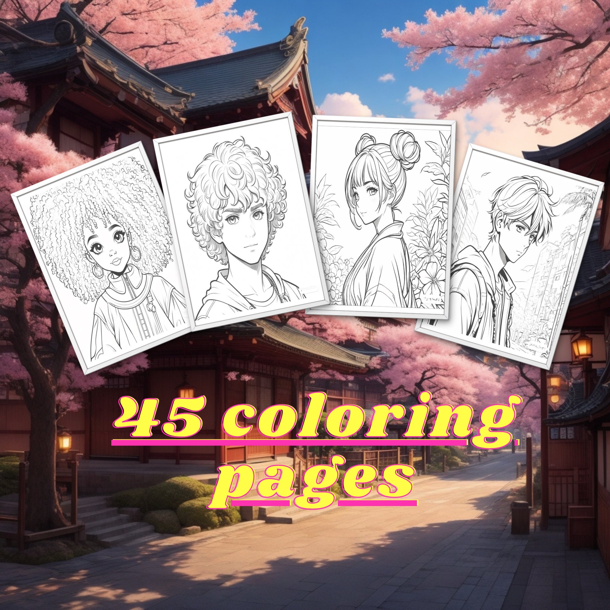 Anime Character Coloring Pages, 45 Printable Sheets, for Adults and ...