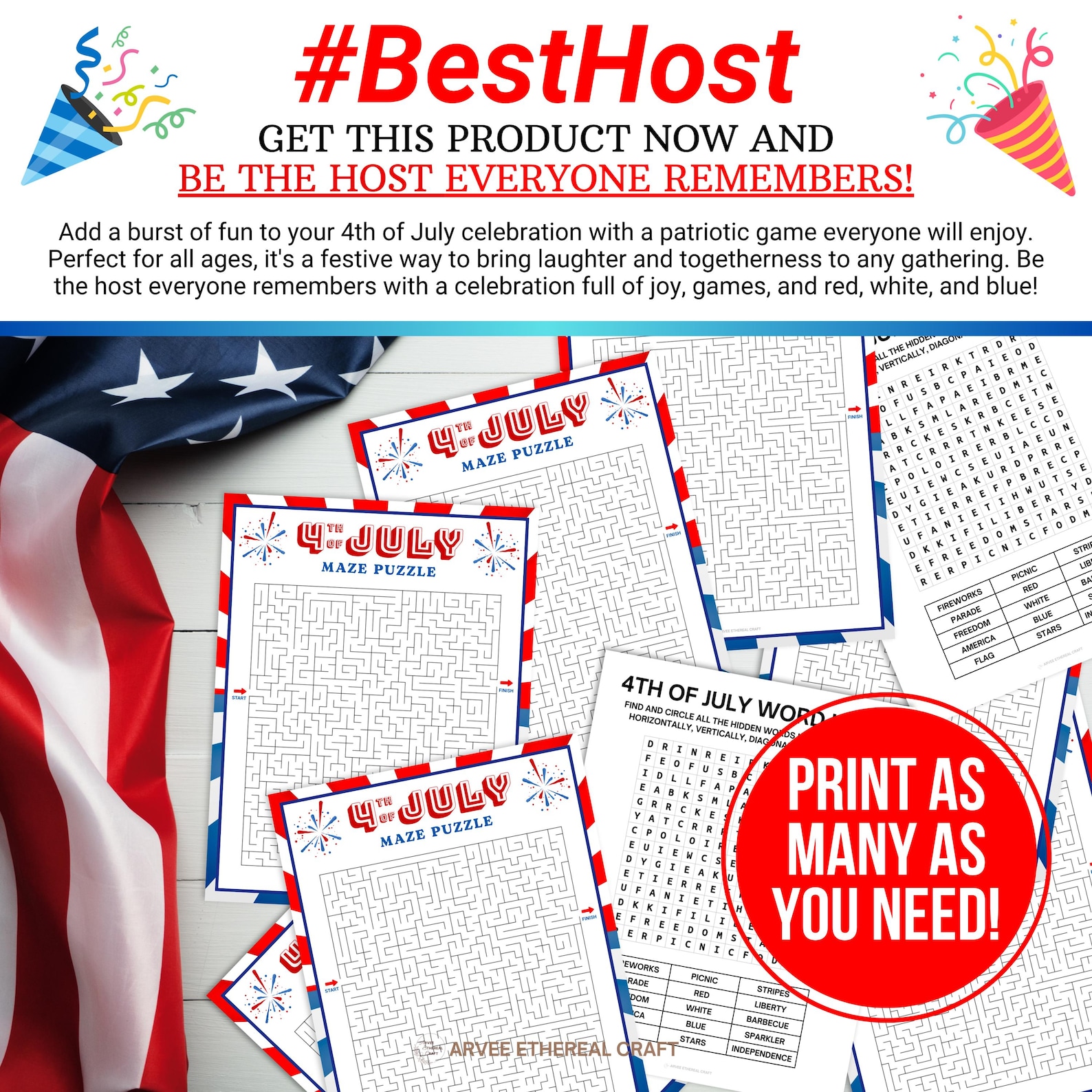 Maze Puzzle, 4th of July Printable Maze Game, Labyrinth Game ...