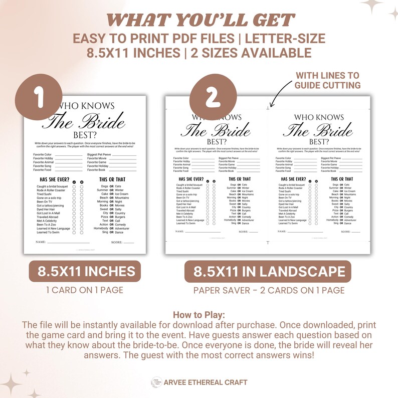 Who Knows the Bride Best, Printable Bridal Shower Games, How Well Do ...