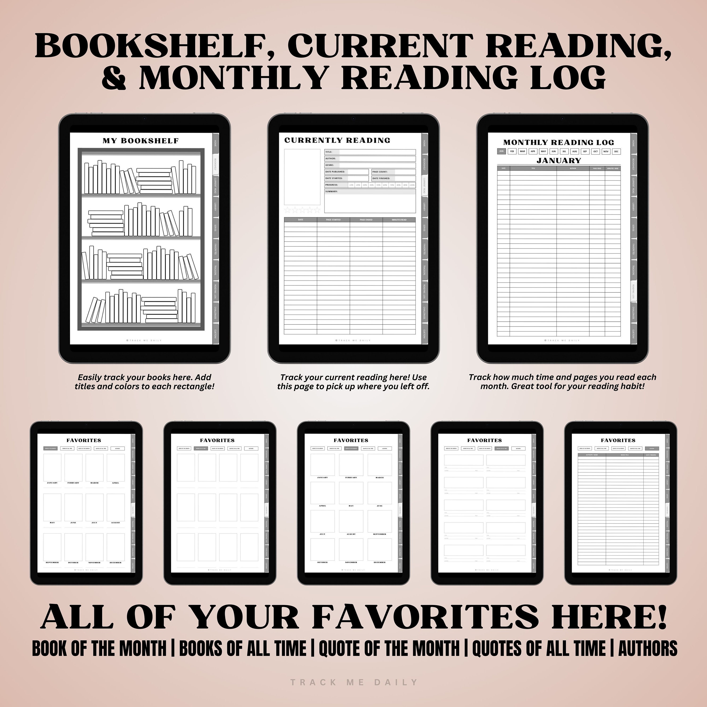 Digital Reading Journal, Reading Tracker Goodnotes Planner, Book Review ...