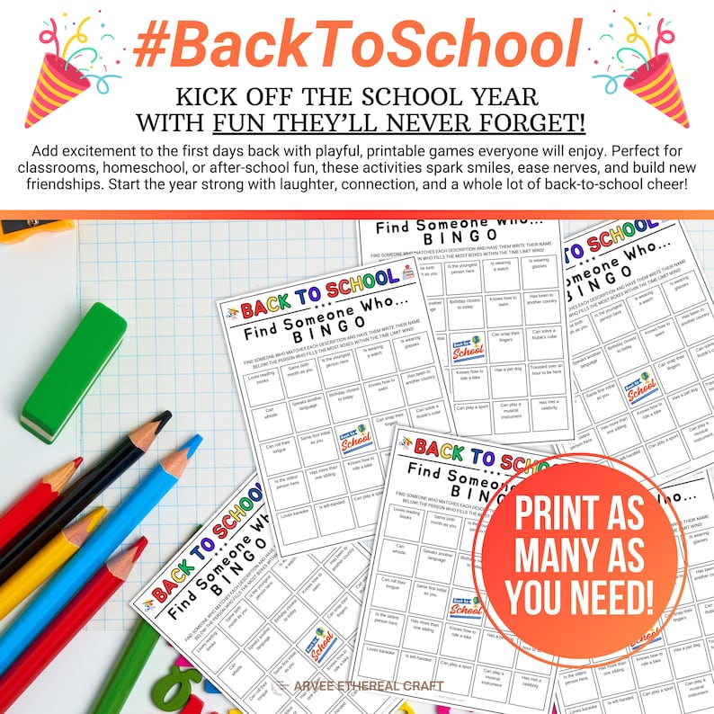 Back to School Find Someone Who Bingo, Printable Find the Guest Bingo ...