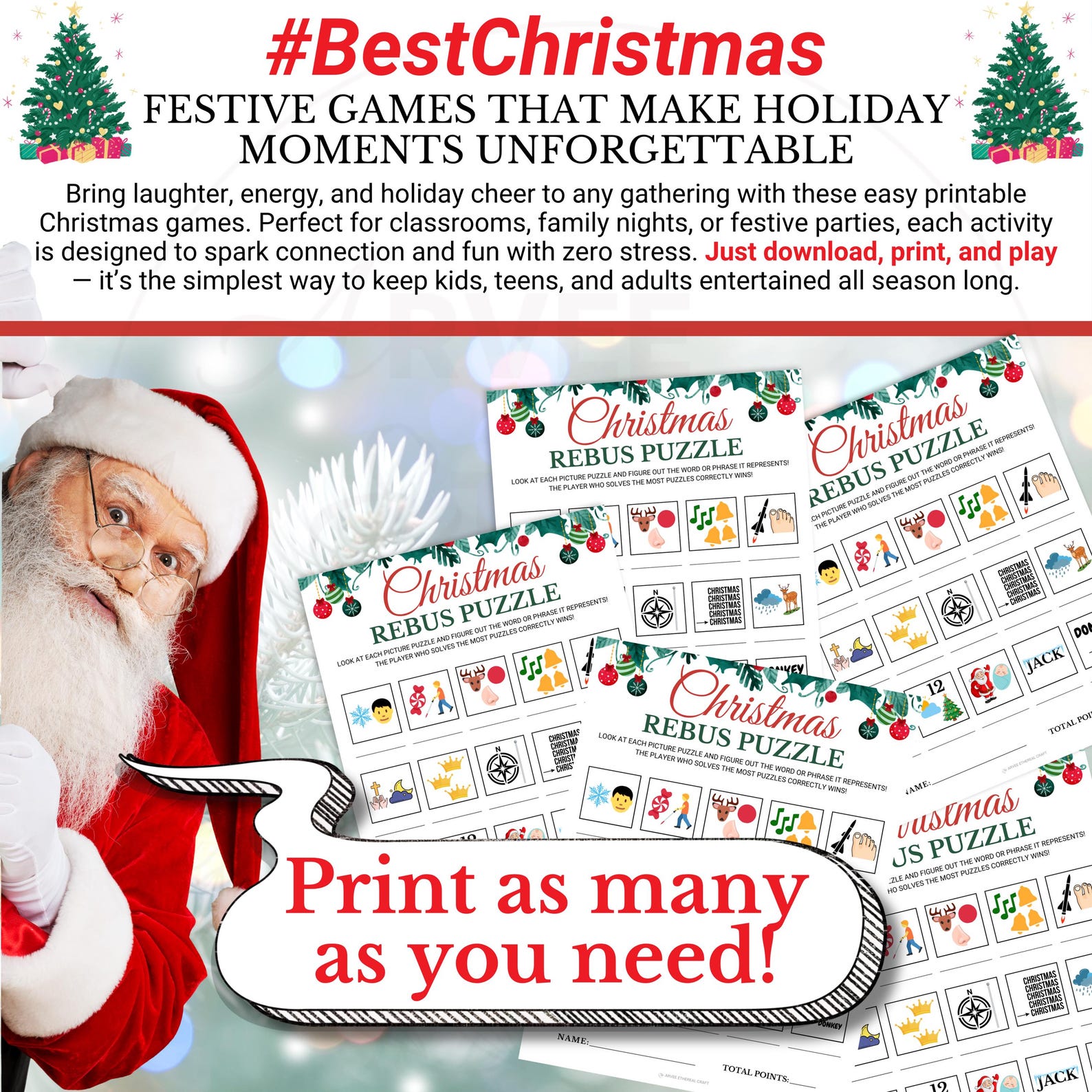 Printable Christmas Rebus Game, Rebus Puzzles, Picture Puzzle Quiz ...